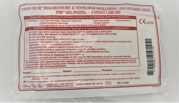 Passy-Muir PMV 005 Tracheostomy and Ventilator Speaking Valve, White ...